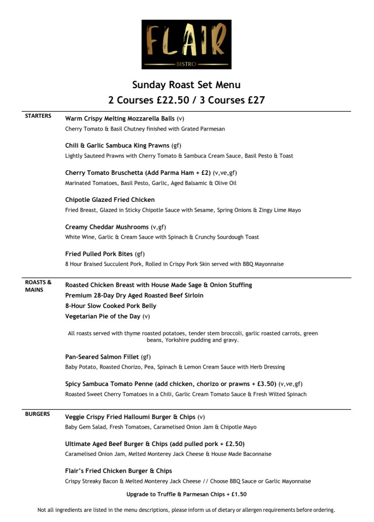 Set Menu – Flair Bistro