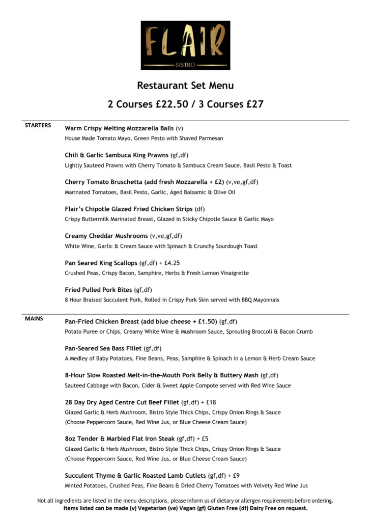 Set Menu – Flair Bistro