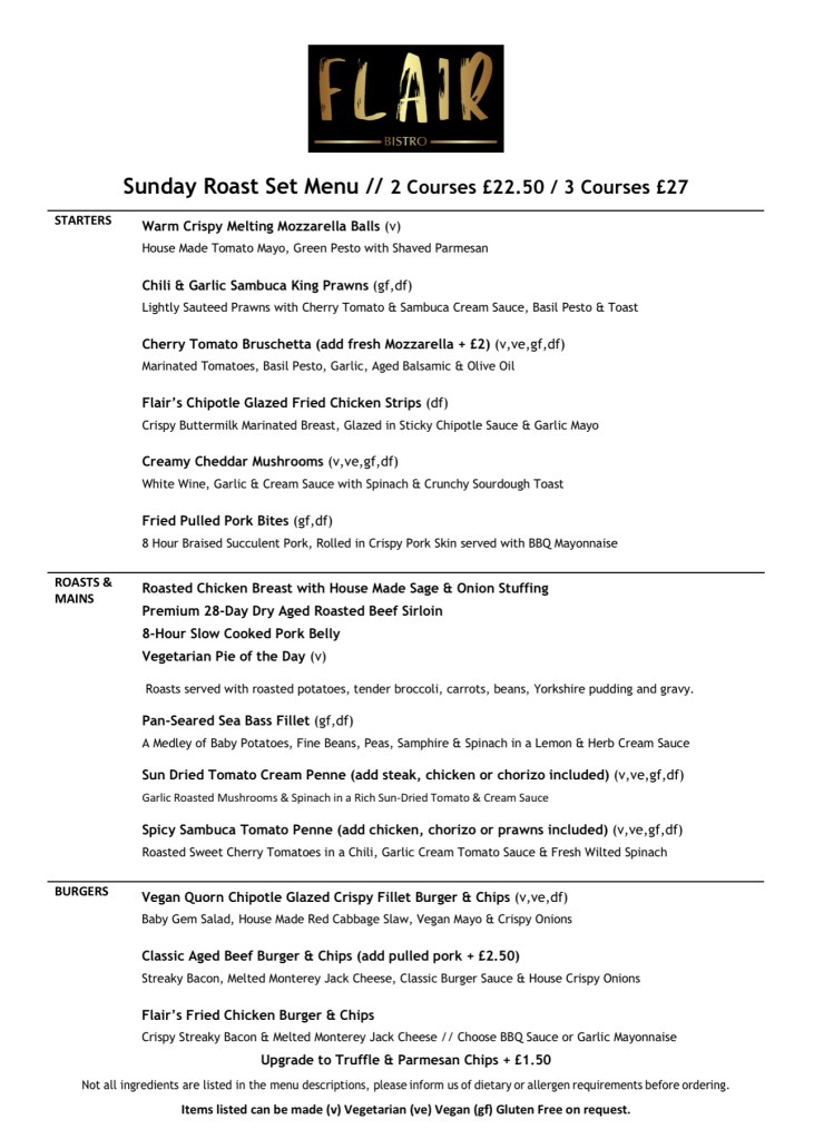 Set Menu – Flair Bistro
