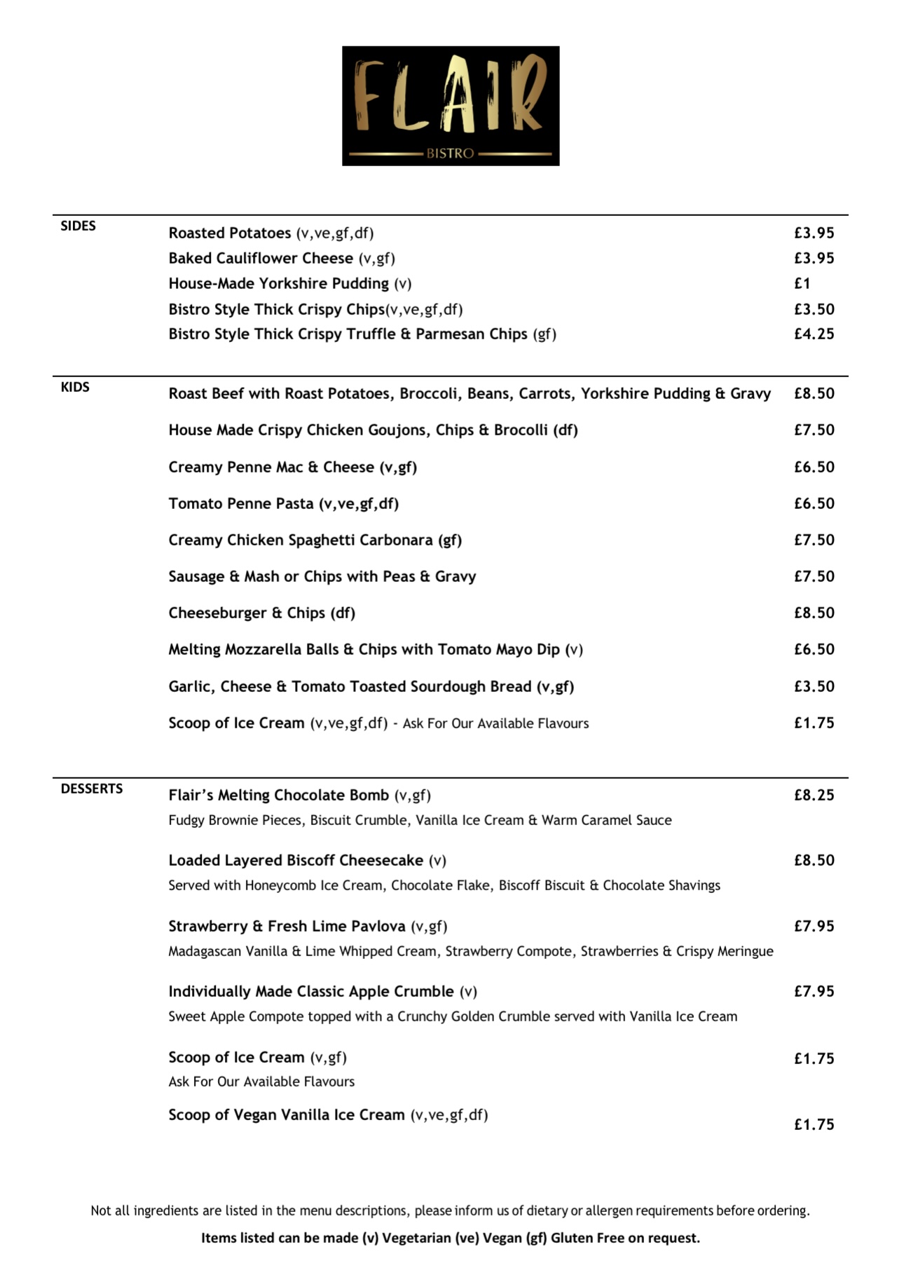 Set Menu – Flair Bistro