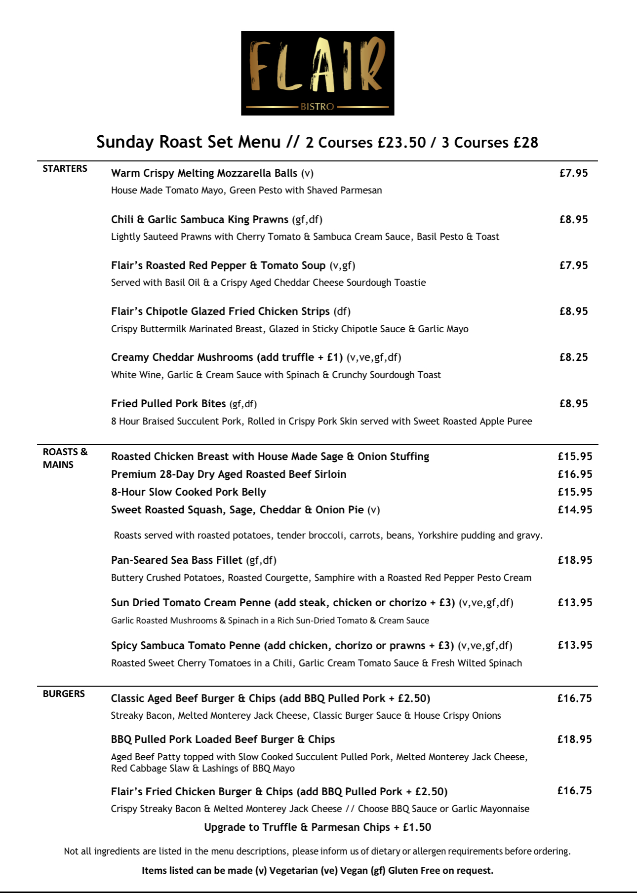 Set Menu – Flair Bistro