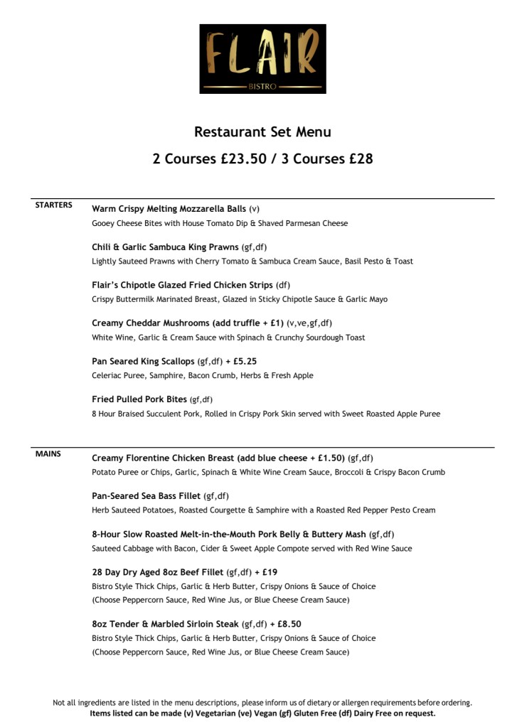 Set Menu – Flair Bistro