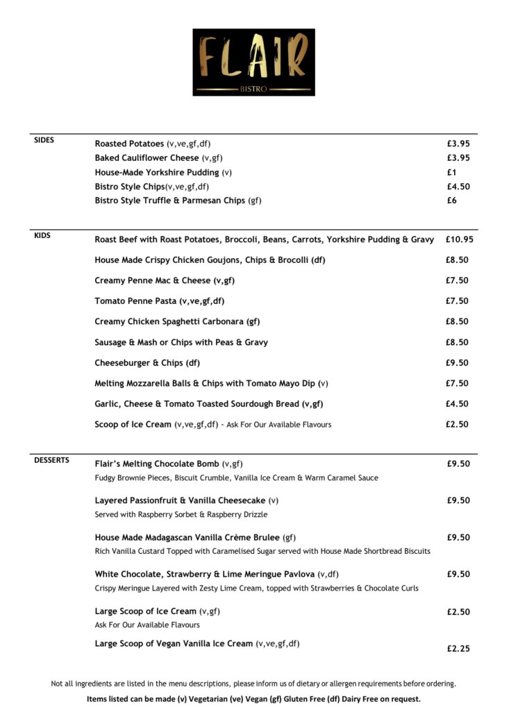 Set Menu – Flair Bistro