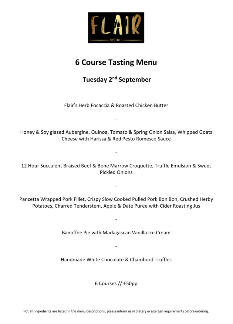 Tasting Menu – Flair Bistro