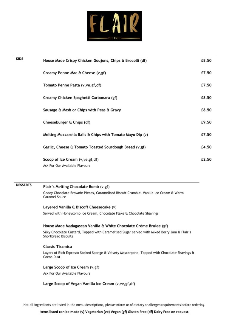 Set Menu – Flair Bistro